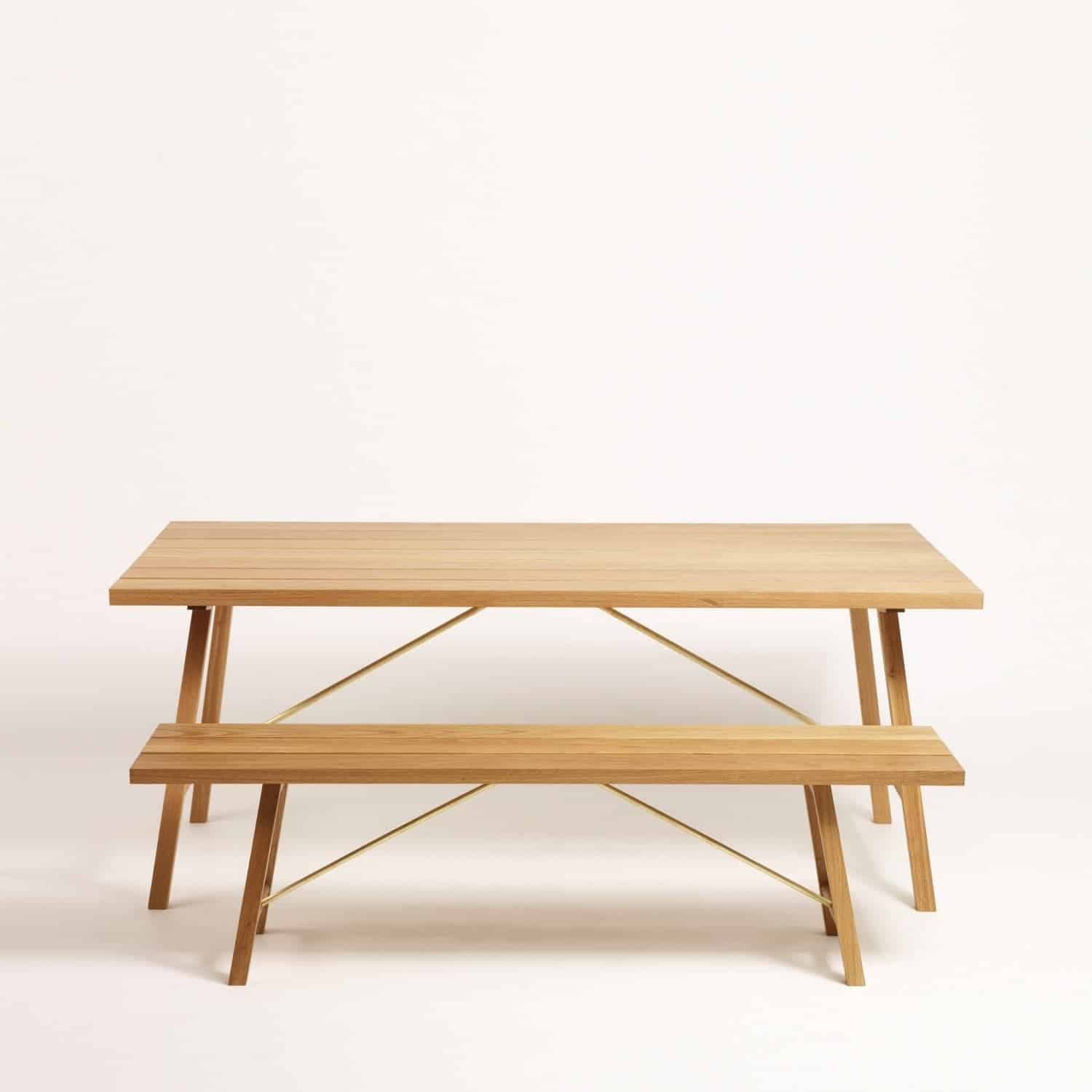 Modern Solid Oak Outdoor Dining Table by ANOTHER COUNTRY